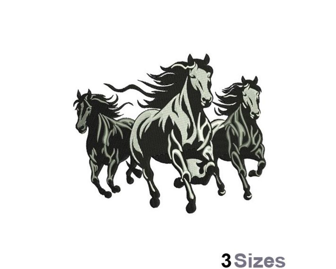 Wild Horses - Machine Embroidery Design - 3 Sizes - Etsy