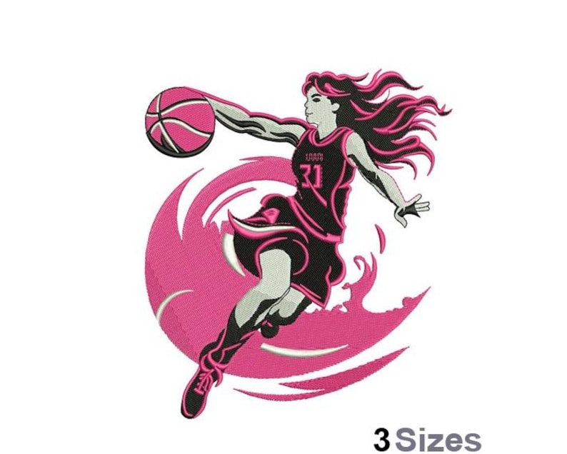 Basketball Girl Machine Embroidery Design 3 Sizes - Etsy