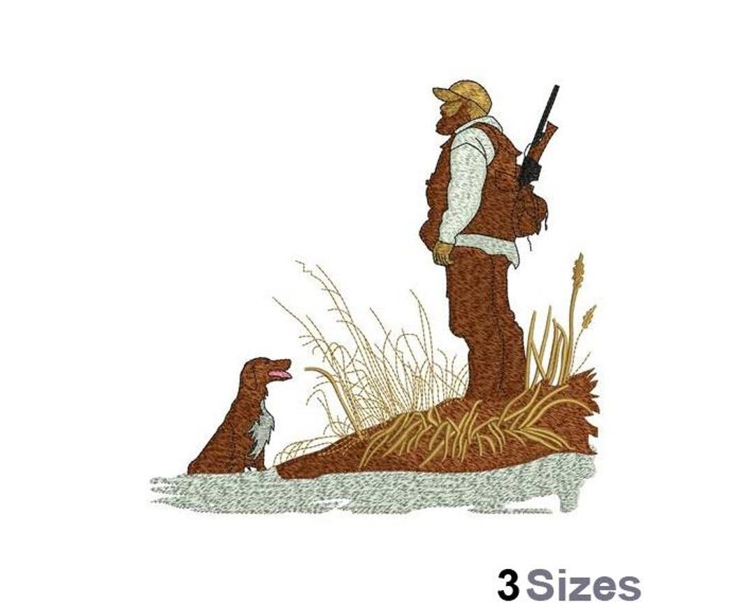 Hunter & Dog - Machine Embroidery Design - 3 Sizes - Etsy