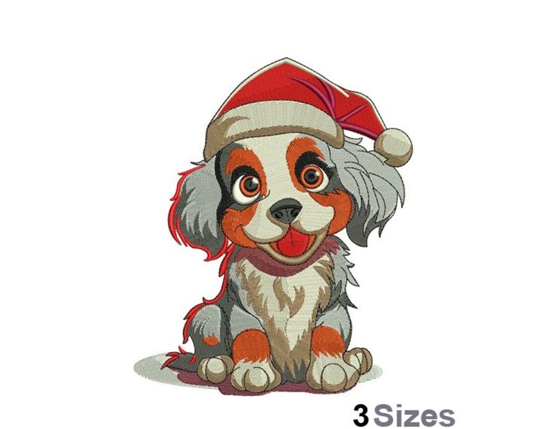 Cute Christmas Dog - Machine Embroidery Design - 3 Sizes - Etsy