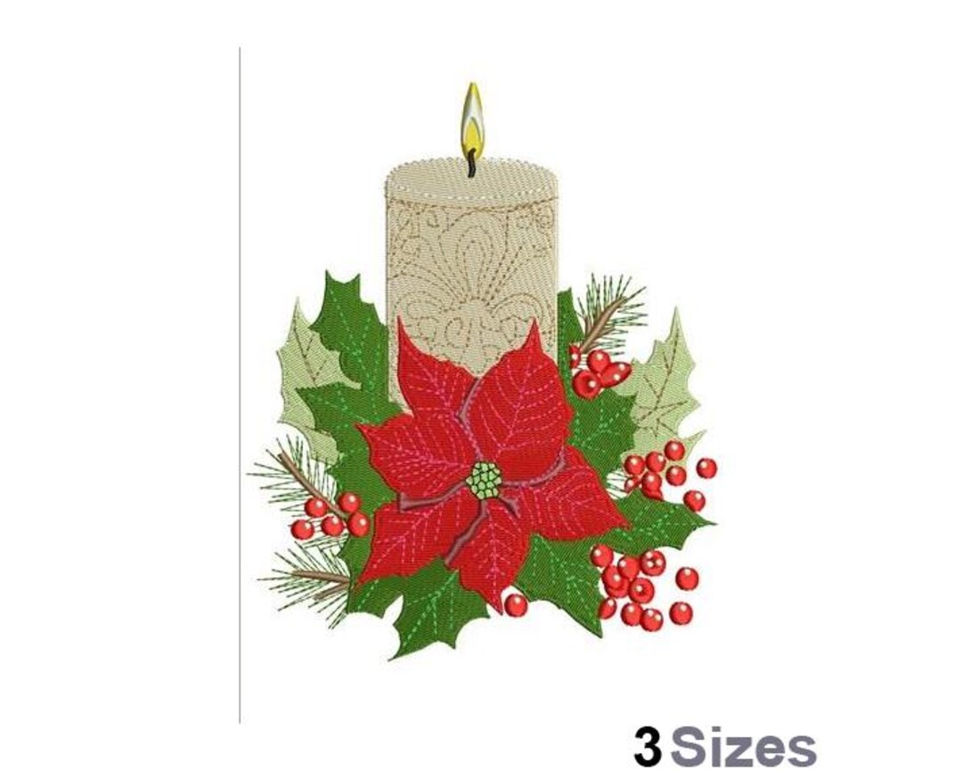Holiday Candle - Machine Embroidery Design - 3 Sizes - Etsy