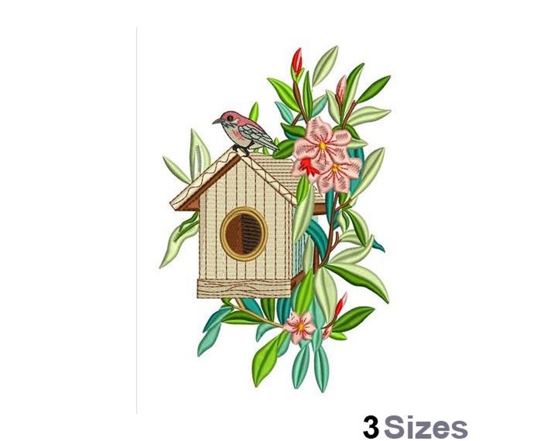 Floral Birdhouse - Machine Embroidery Design - 3 Sizes - Etsy