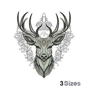 Fancy Deer Head - Machine Embroidery Design - 3 Sizes - Etsy