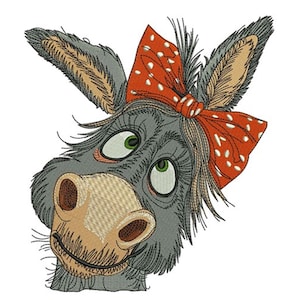 Funny Donkey - Machine Embroidery Design - 3 Sizes, Mule Embroidery ...
