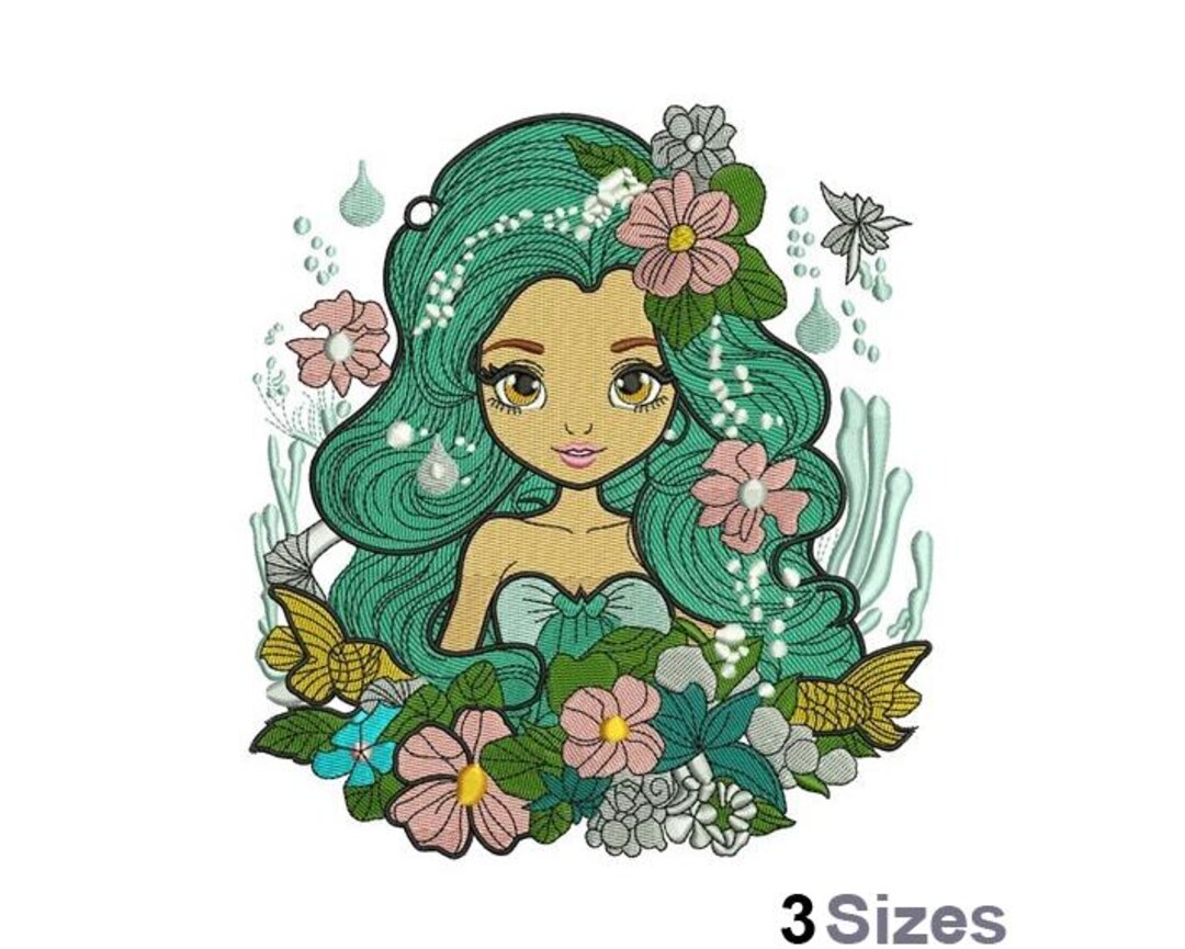 Girl in Flowers - Machine Embroidery Design - 3 Sizes - Etsy