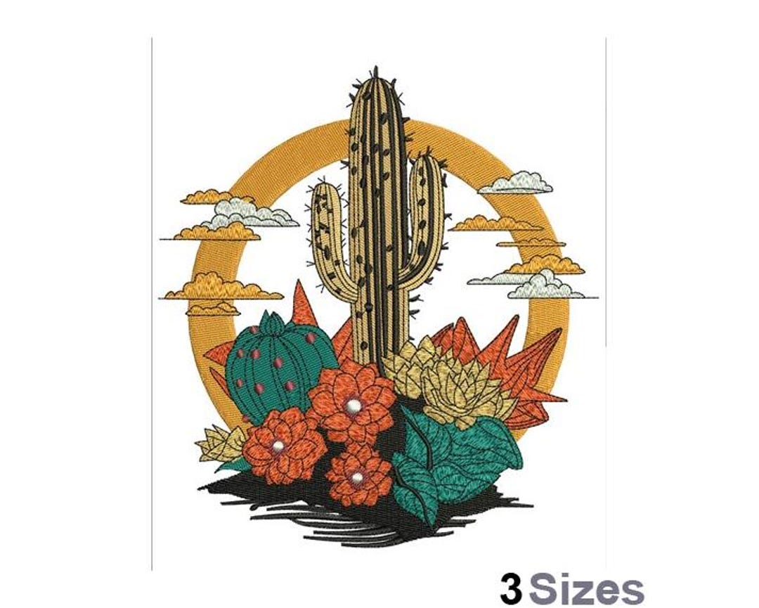 Cactus Flowers - Machine Embroidery Design - 3 Sizes - Etsy