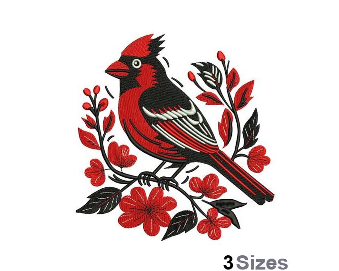 Cardinal - Machine Embroidery Design - 3 Sizes - Etsy