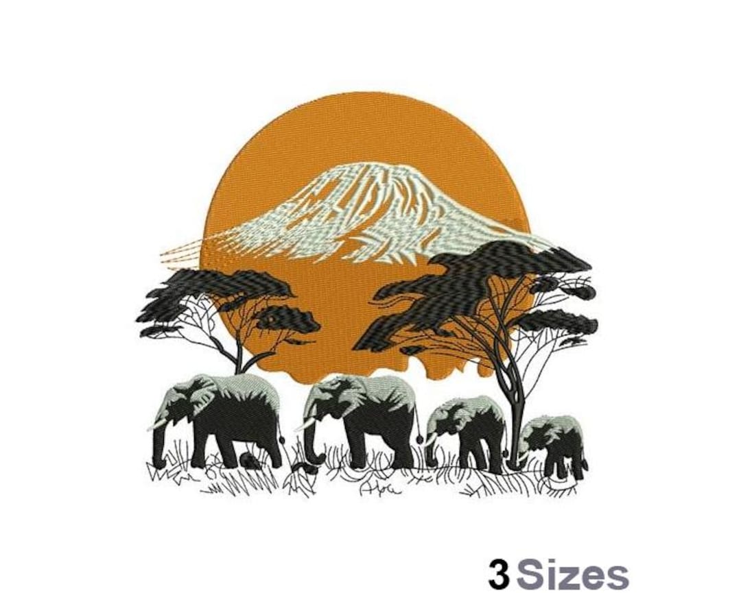 African Elephants - Machine Embroidery Design - 3 Sizes - Etsy