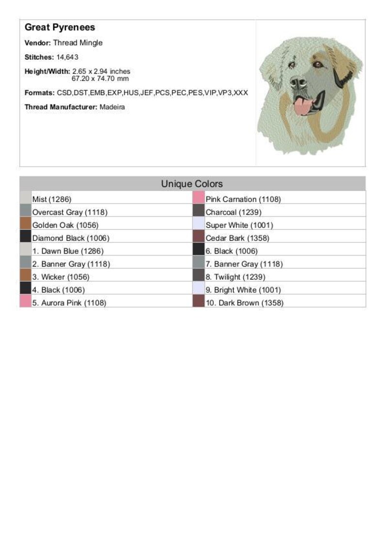 Great Pyrenees - Machine Embroidery Design - 3 Sizes - Etsy