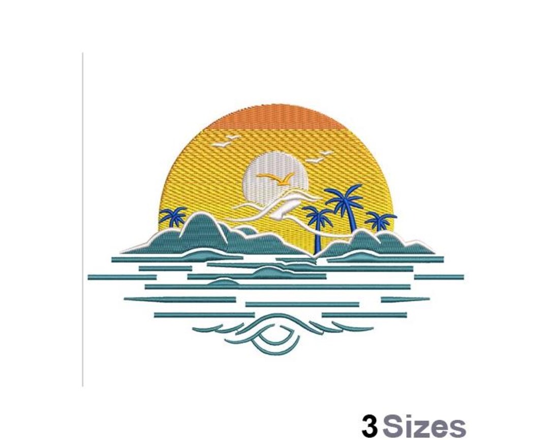 Tropical Island - Machine Embroidery Design - 3 Sizes - Etsy