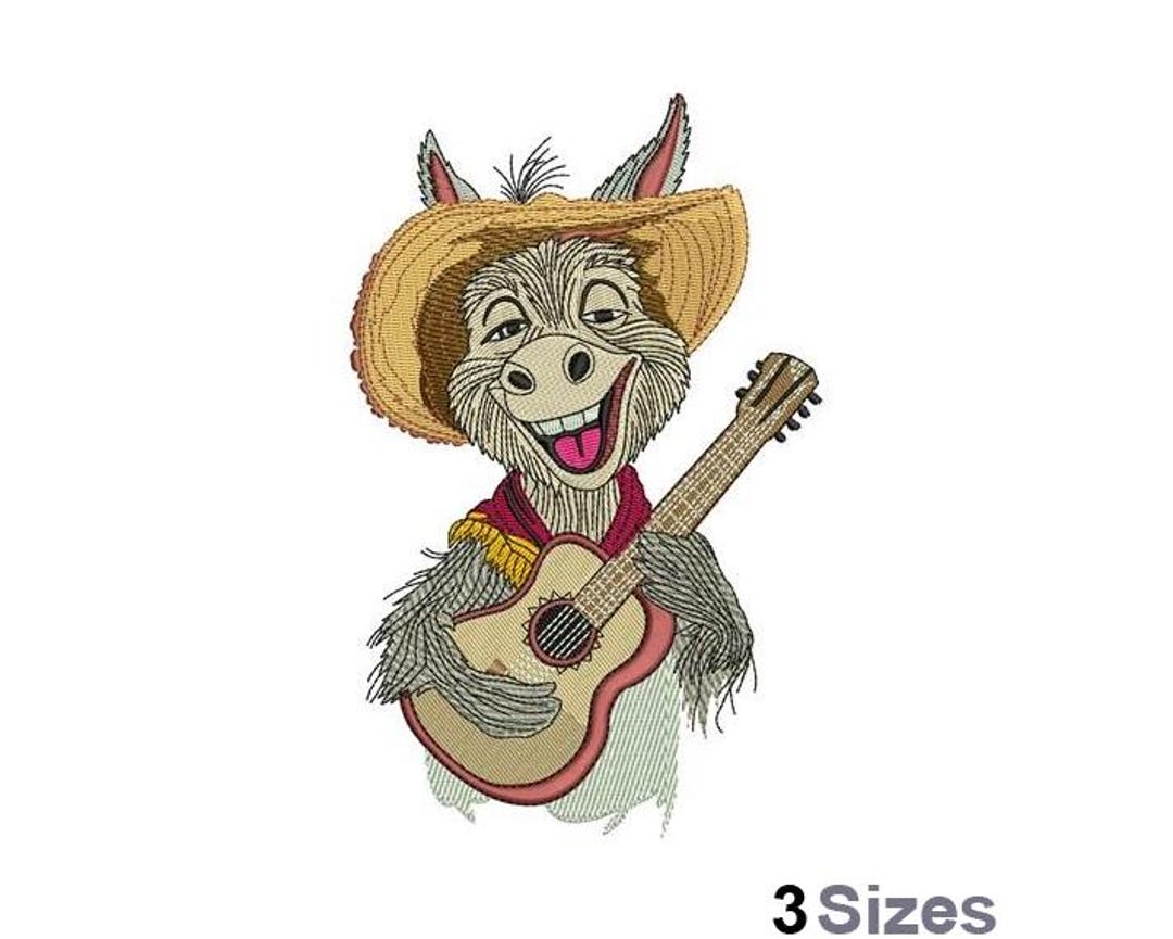 Goofy Donkey Playing Guitar - Machine Embroidery Design - 3 Sizes - Etsy