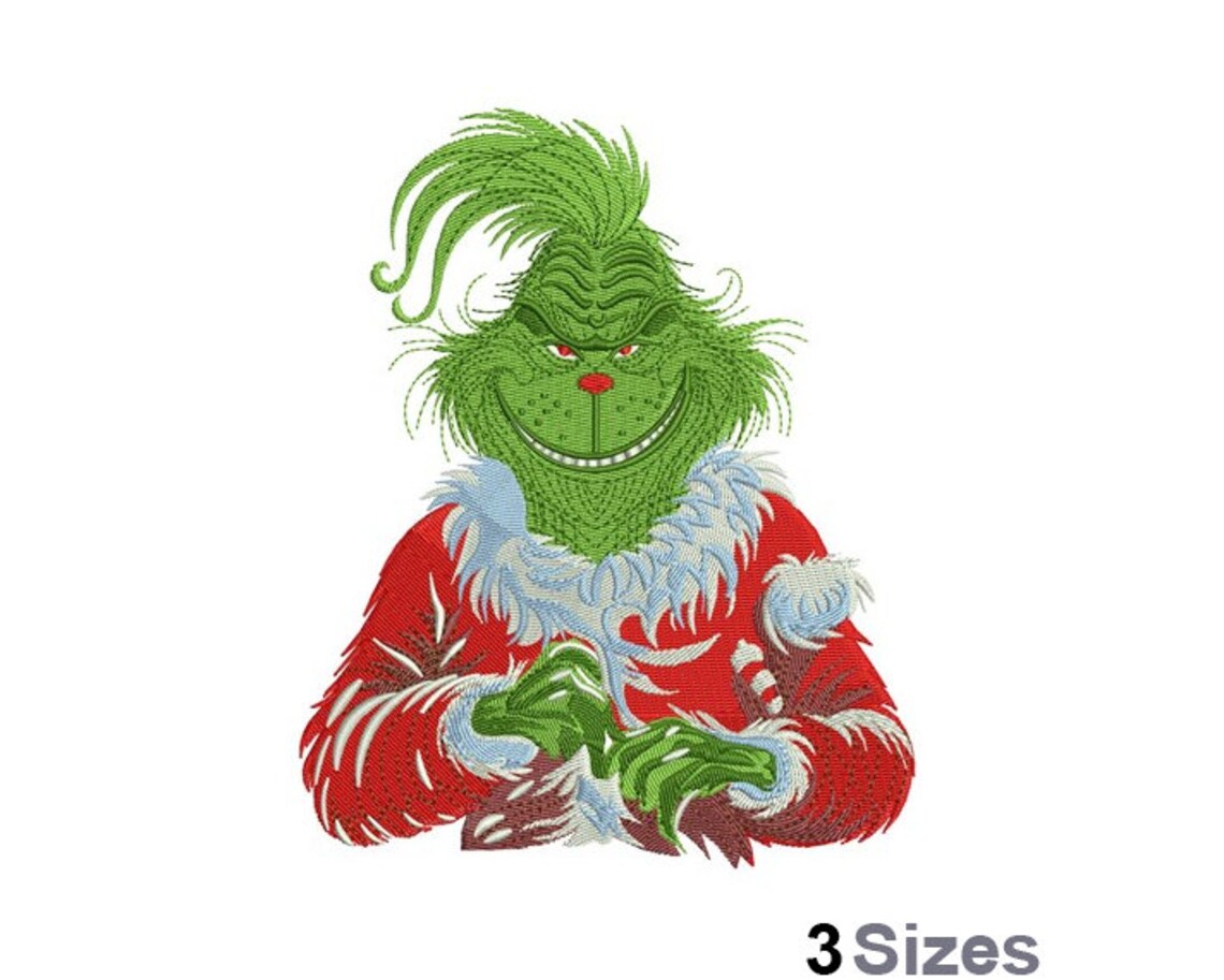 The Grinch Machine Embroidery Design 3 Sizes - Etsy