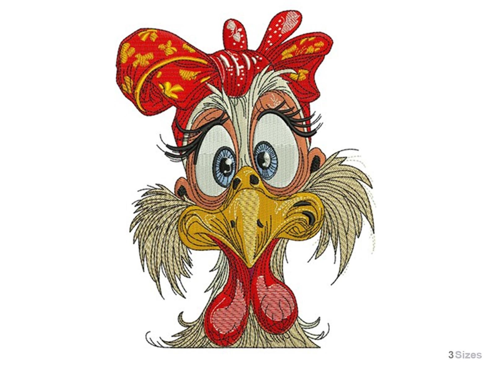 Funny Hen - Machine Embroidery Design - 3 Sizes, Rural Pattern, Poultry ...