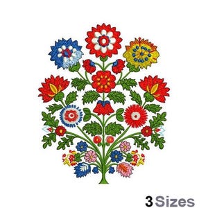 Floral Folk Art - Machine Embroidery Design - 3 Sizes - Etsy