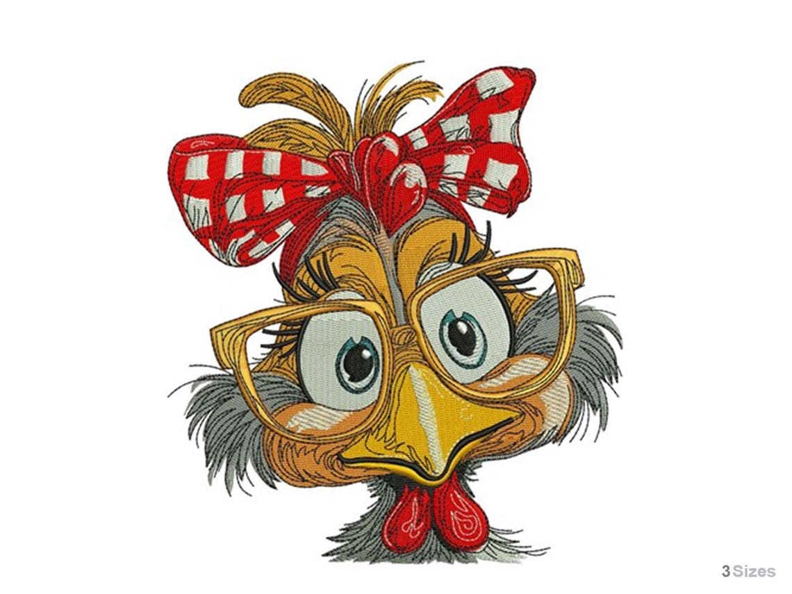 Goofy Chicken - Machine Embroidery Design - 3 Sizes, Kitchen Pattern ...