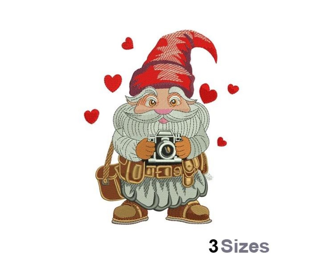 Gnome & Camera - Machine Embroidery Design - 3 Sizes - Etsy