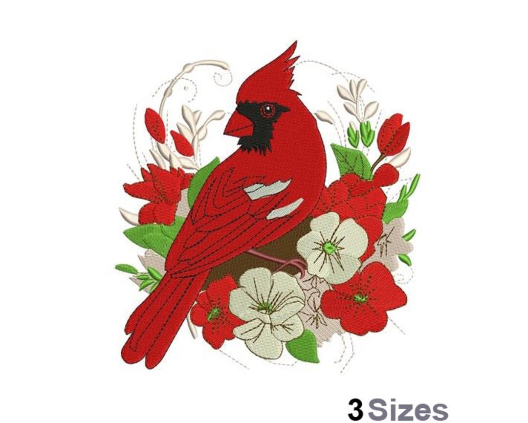 Cardinal Flowers - Machine Embroidery Design - 3 Sizes - Etsy
