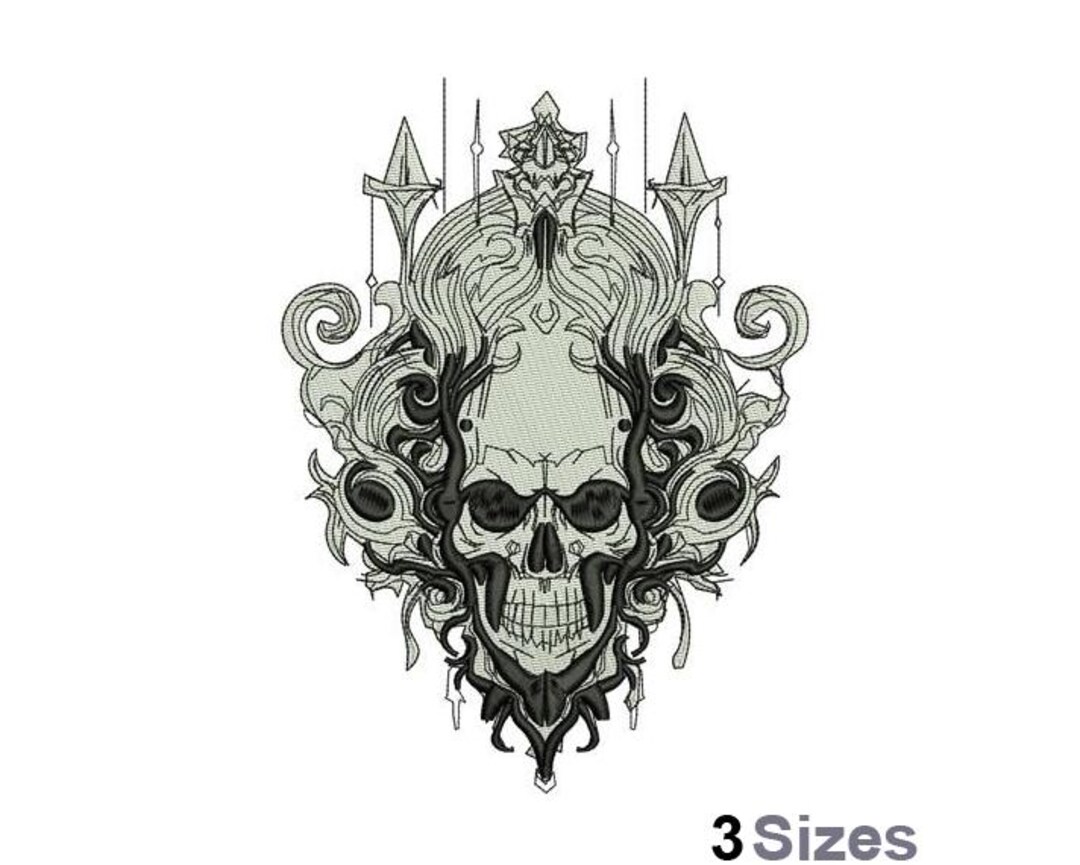 Skull Head - Machine Embroidery Design - 3 Sizes - Etsy