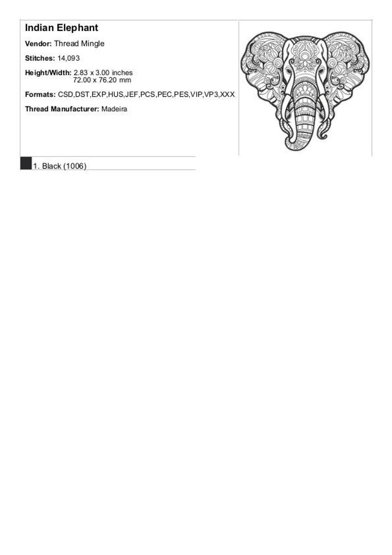 Mandala Elephant Head - Machine Embroidery Design - 3 Sizes - Etsy