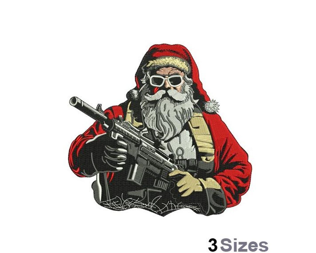 Machine Gun Santa Machine Embroidery Design 3 Sizes - Etsy