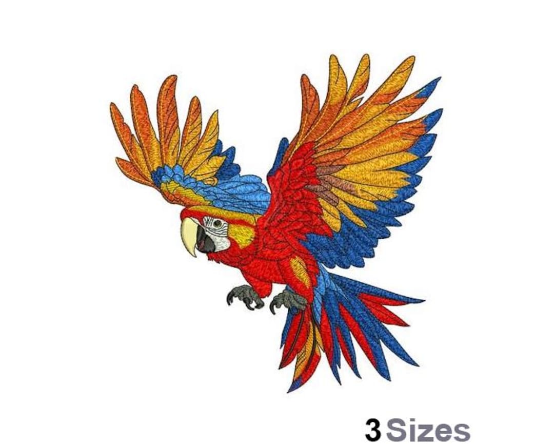 Scarlet Macaw - Machine Embroidery Design - 3 Sizes, Colorful Parrot ...