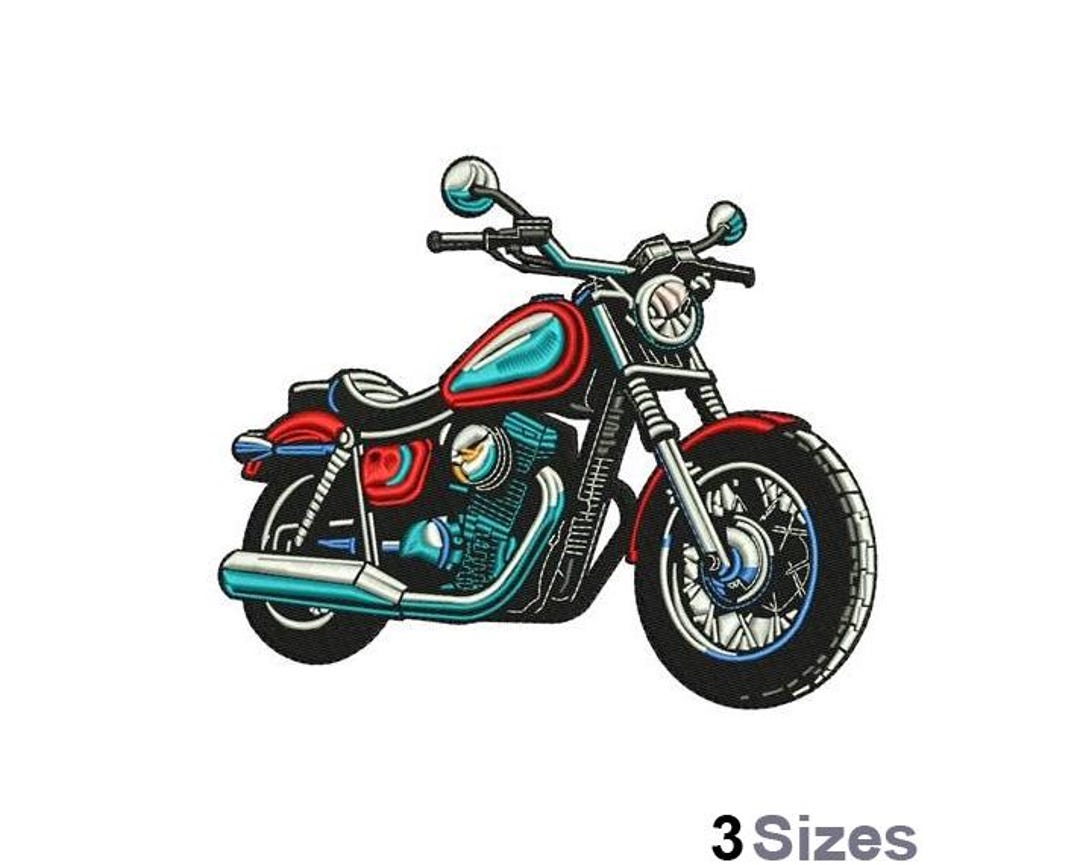 Motorcycle - Machine Embroidery Design - 3 Sizes - Etsy