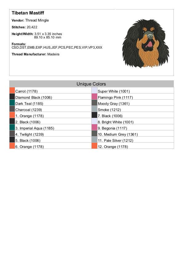 Tibetan Mastiff - Machine Embroidery Design - 3 Sizes - Etsy