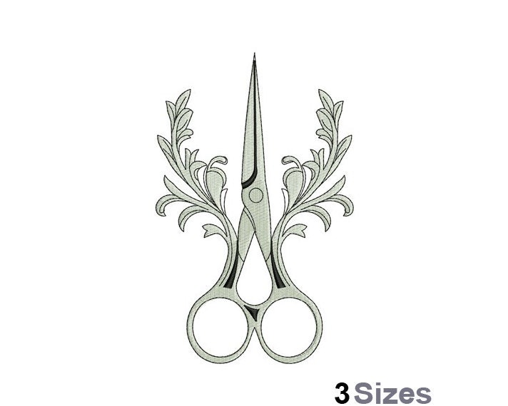 Artistic Scissors Machine Embroidery Design 3 Sizes - Etsy