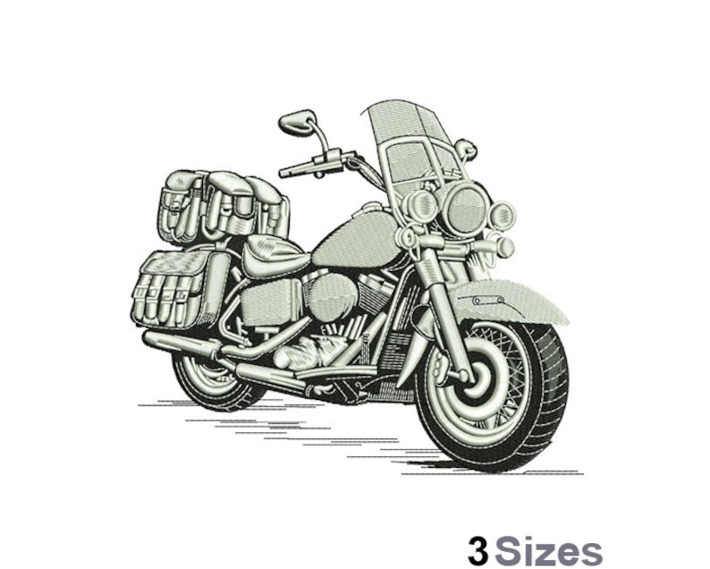 Motorcycle Machine Embroidery Design 3 Sizes - Etsy