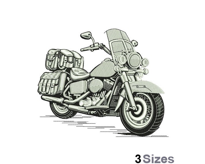 Motorcycle Machine Embroidery Design 3 Sizes - Etsy