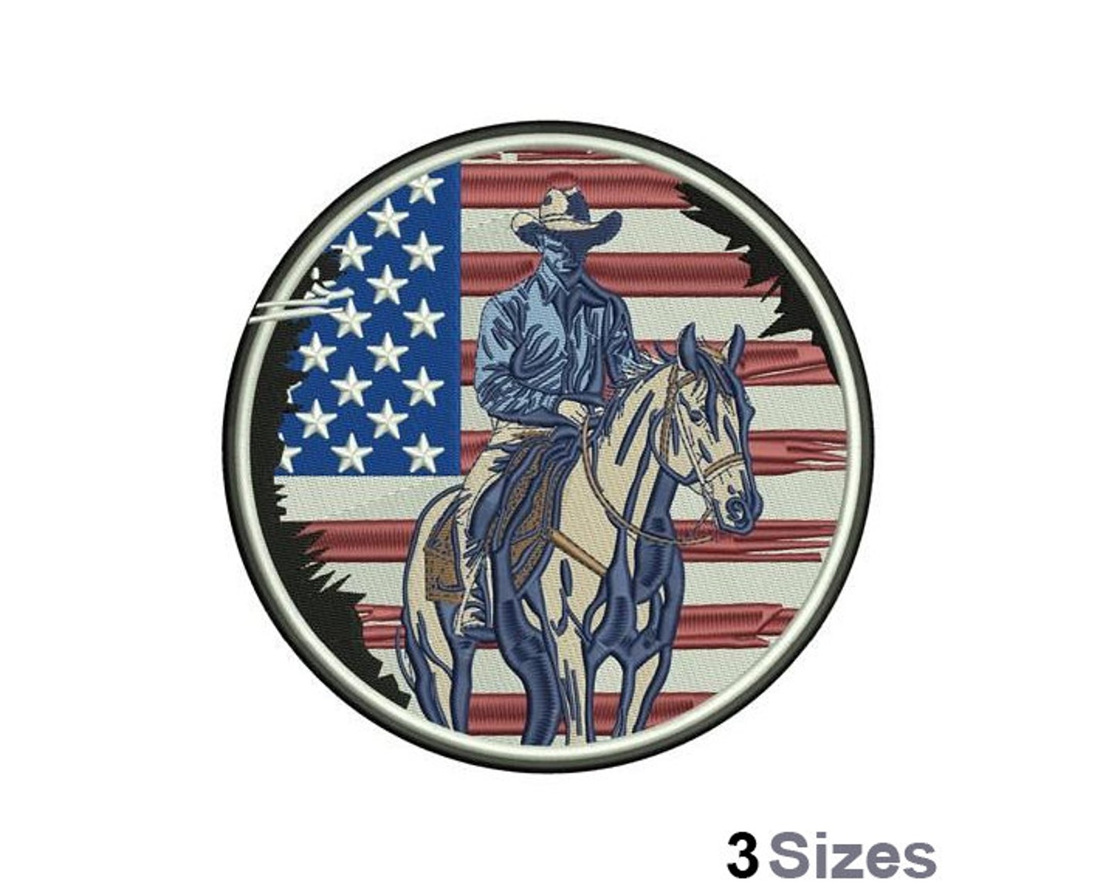 American Cowboy Machine Embroidery Design 3 Sizes - Etsy