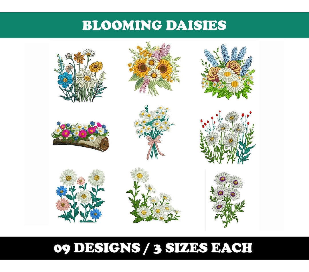 Blooming Daisies (9 Designs) - Machine Embroidery Bundle - Etsy