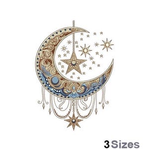 Star & Moon - Machine Embroidery Design - 3 Sizes - Etsy