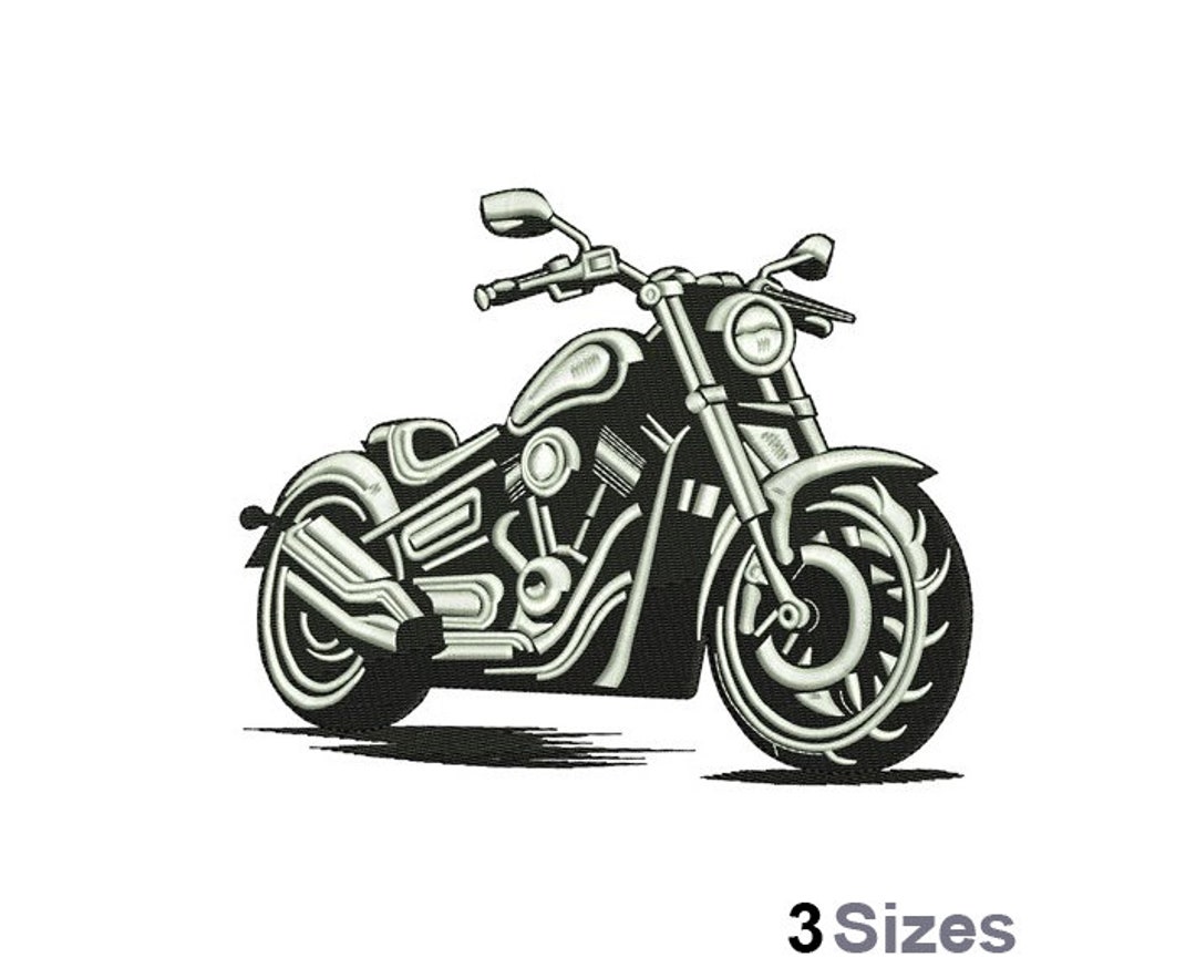 Motorcycle Machine Embroidery Design 3 Sizes - Etsy