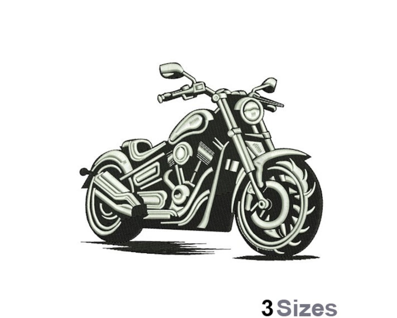 Motorcycle Machine Embroidery Design 3 Sizes - Etsy
