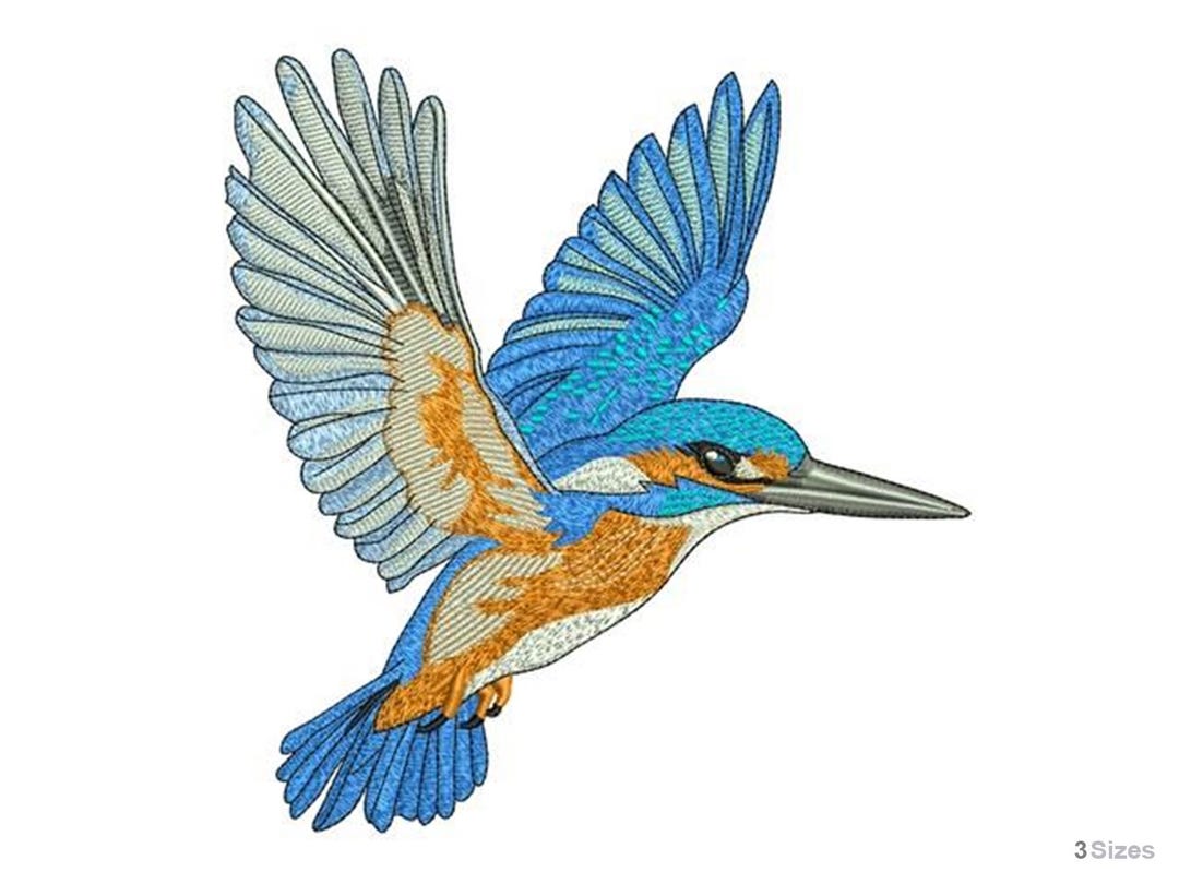 Kingfisher - Machine Embroidery Design - 3 Sizes, Bird Embroidery ...