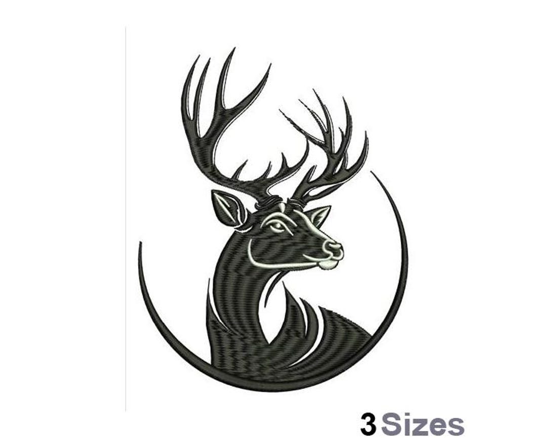 Stag Head - Machine Embroidery Design - 3 Sizes, Deer Hunting ...