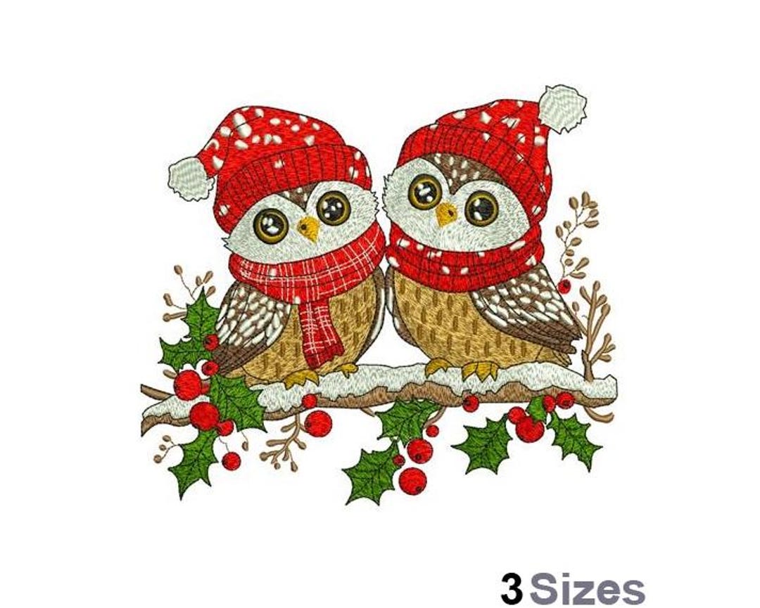 Winter Owls - Machine Embroidery Design - 3 Sizes - Etsy