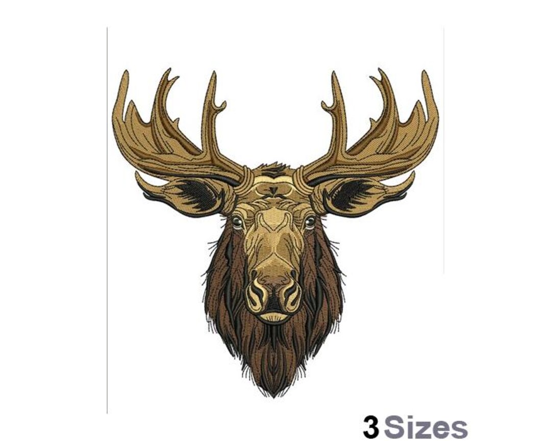 Moose Head - Machine Embroidery Design - 3 Sizes - Etsy