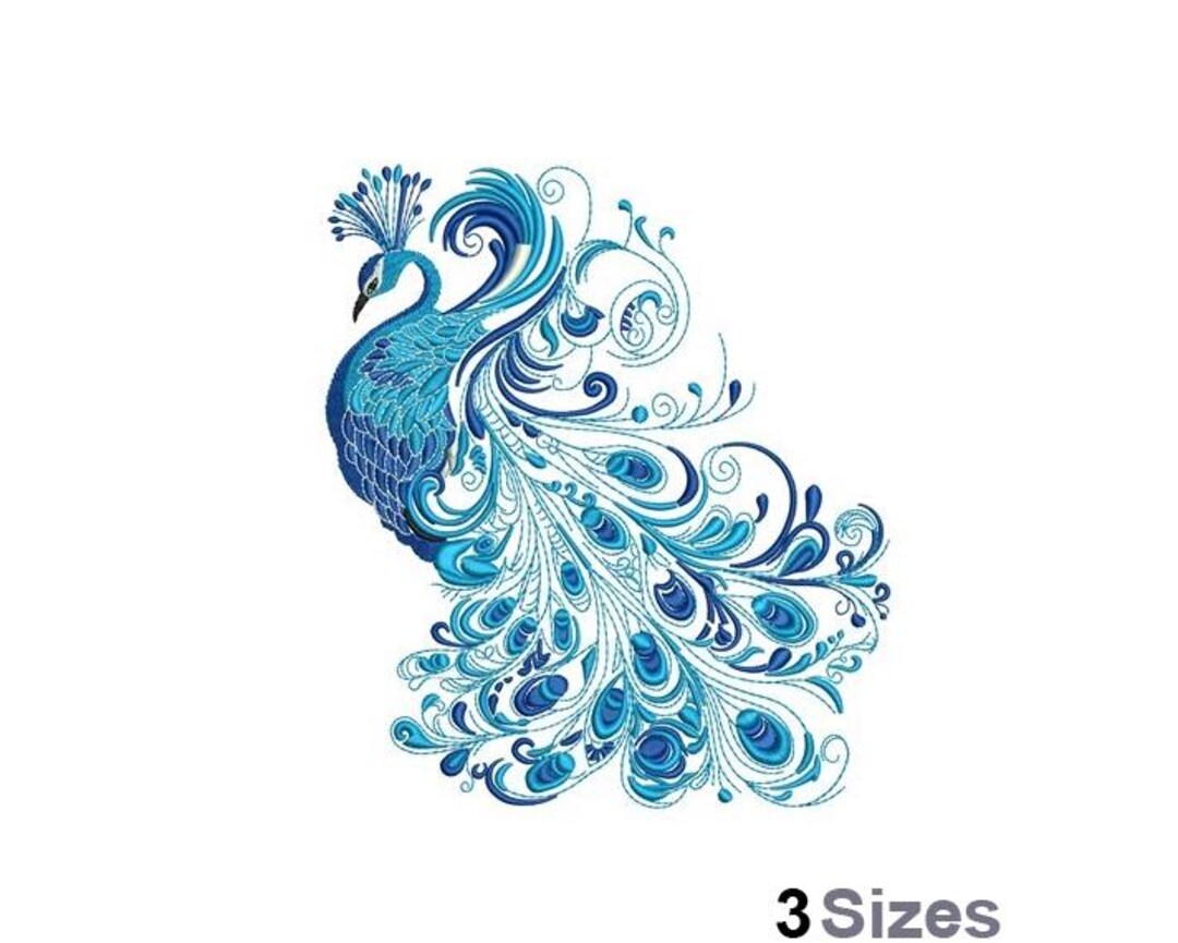 Peacock - Machine Embroidery Design - 3 Sizes - Etsy