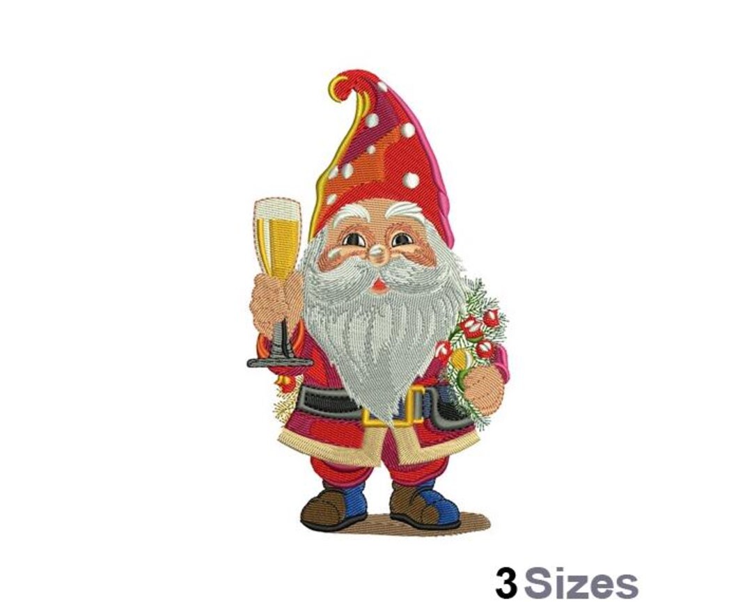 Champagne Santa - Machine Embroidery Design - 3 Sizes - Etsy