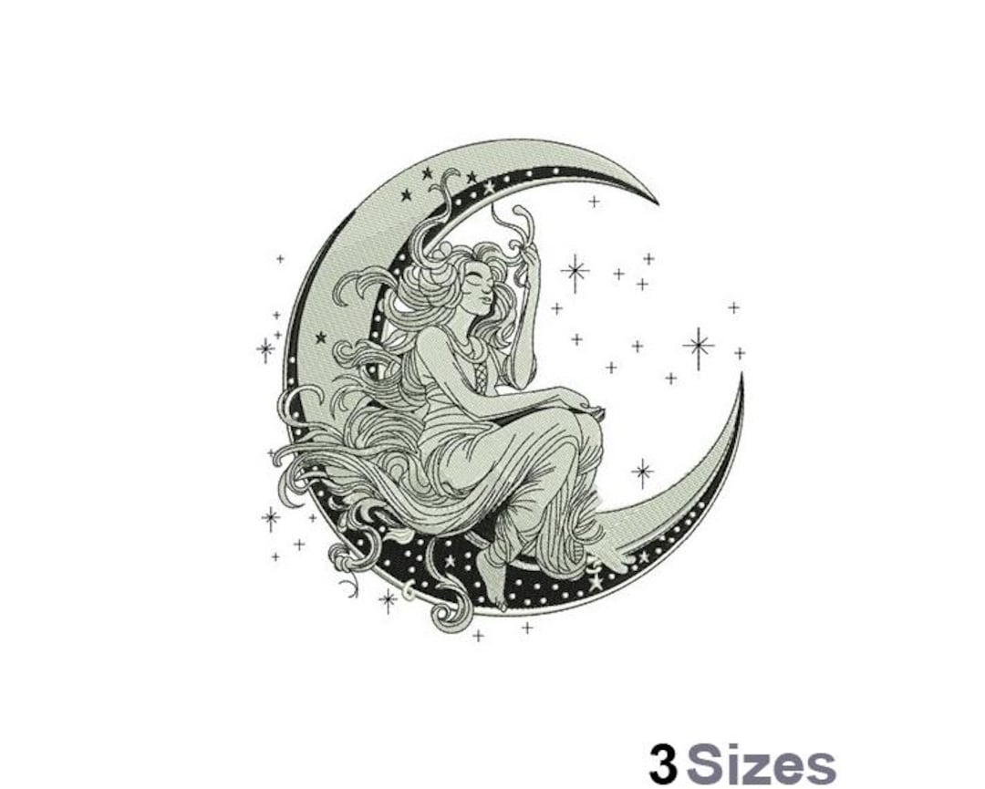 Moon Lady - Machine Embroidery Design - 3 Sizes - Etsy
