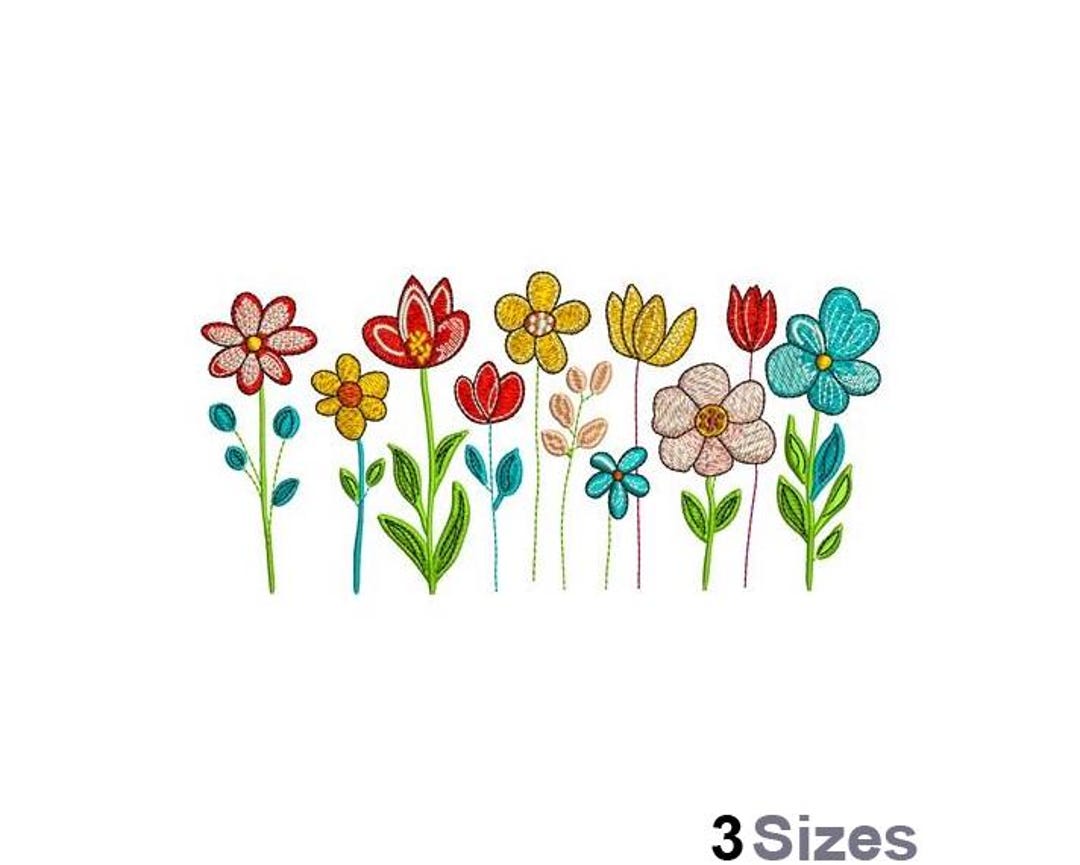 Floral Border - Machine Embroidery Design - 3 Sizes - Etsy