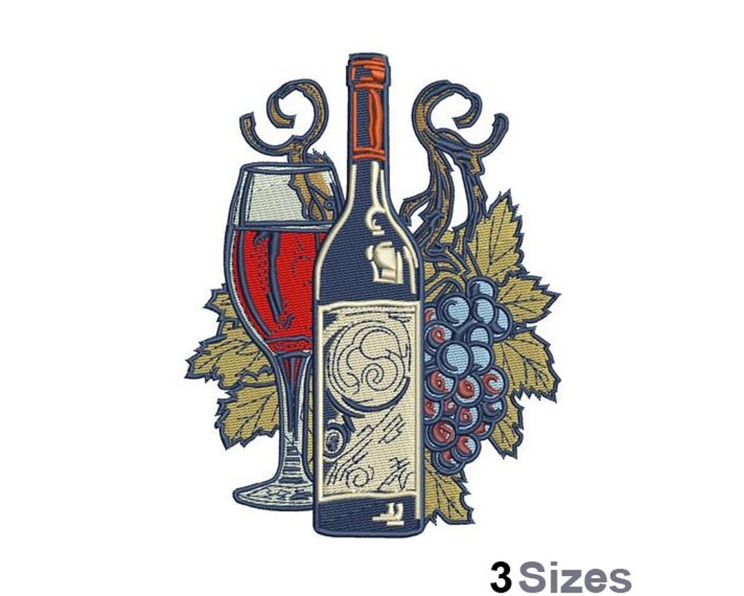 Wine & Grapes - Machine Embroidery Design - 3 Sizes - Etsy