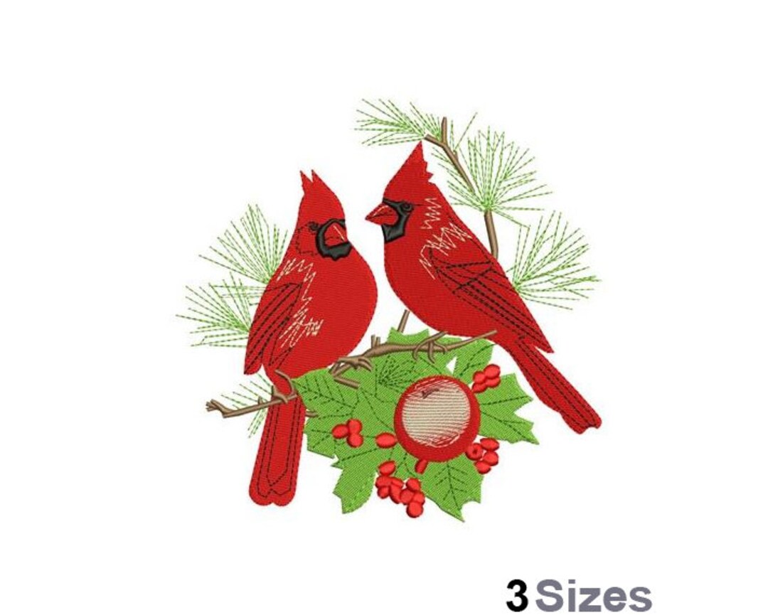 Christmas Cardinals - Machine Embroidery Design - 3 Sizes - Etsy