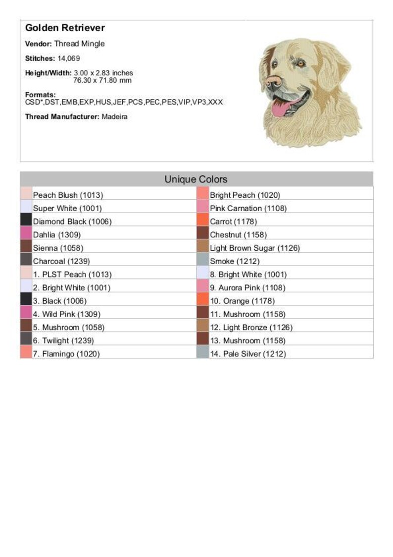 Golden Retriever - Machine Embroidery Design - 3 Sizes - Etsy