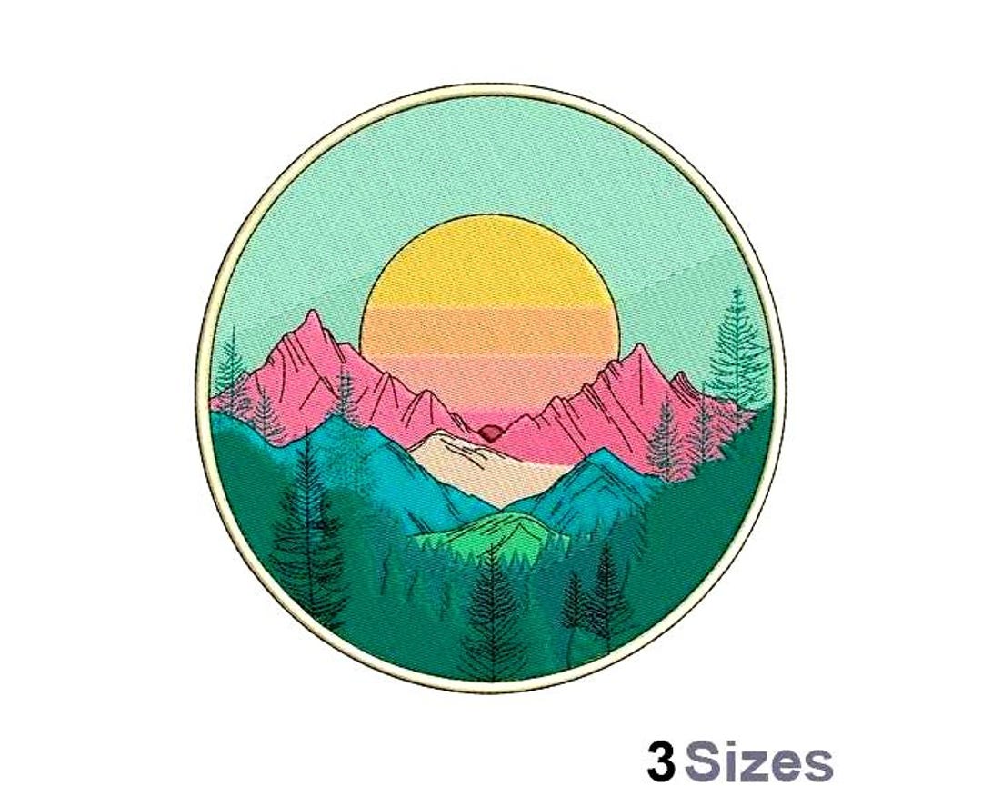 Mountain Sunrise - Machine Embroidery Design - 3 Sizes - Etsy