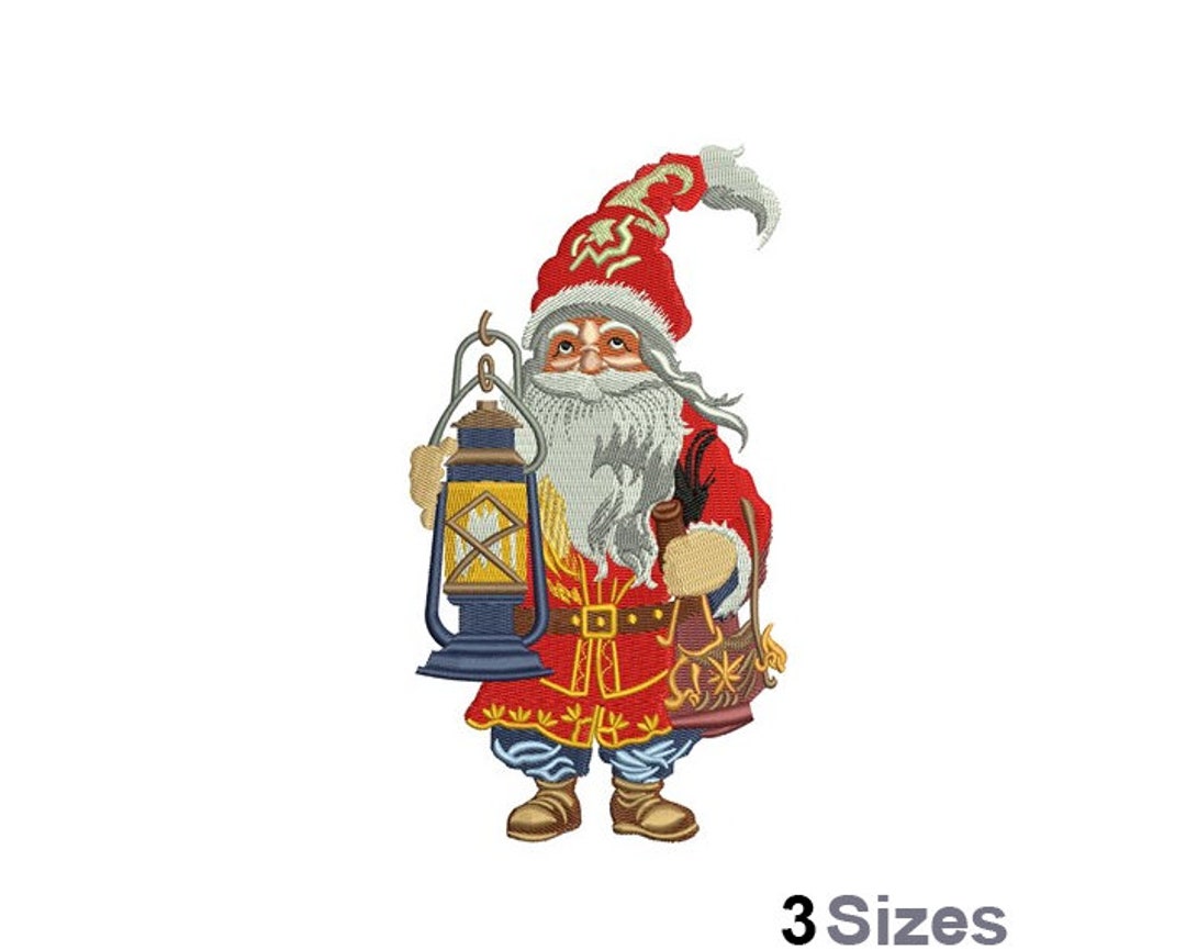 Lantern Santa - Machine Embroidery Design - 3 Sizes - Etsy