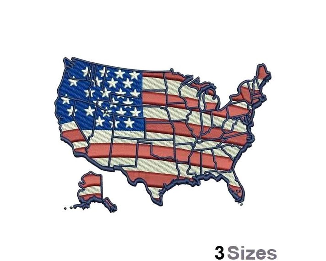 Usa Map - Machine Embroidery Design - 3 Sizes - Etsy