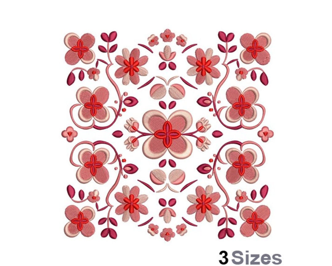 Flower Quilt Square - Machine Embroidery Design - 3 Sizes - Etsy